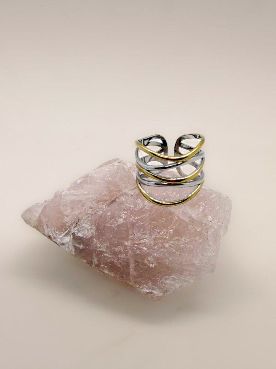 Hringur X blandaður gull og silfur - Óskabönd